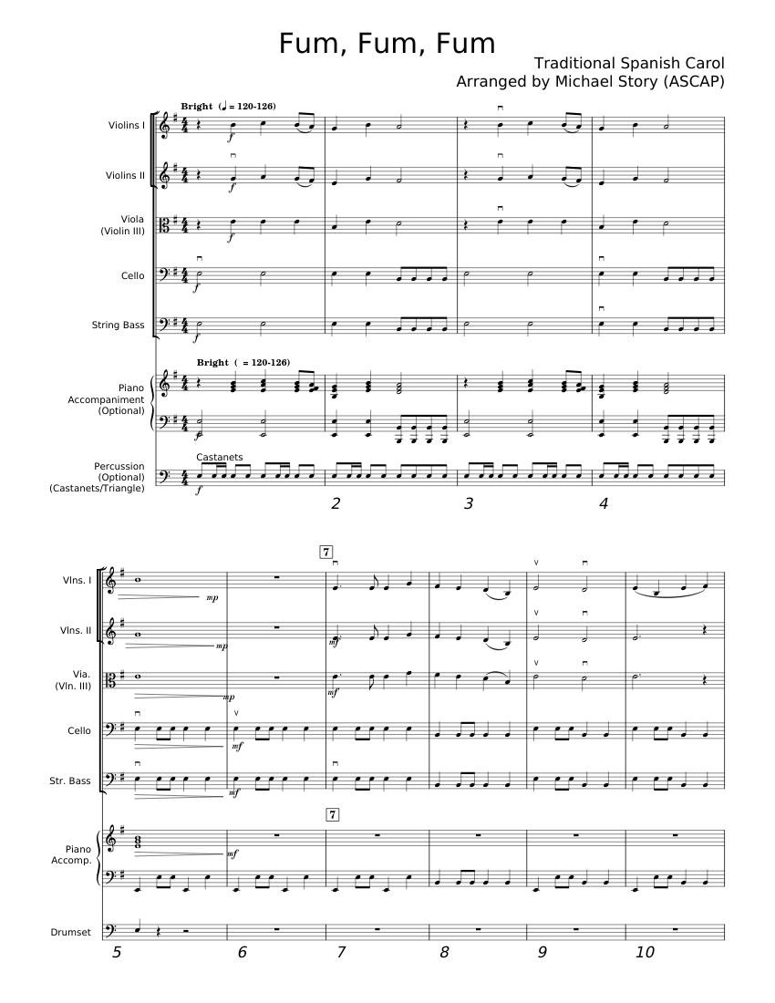 Fum, Fum, Fum Sheet music for Piano, Contrabass, Violin, Cello & more ...