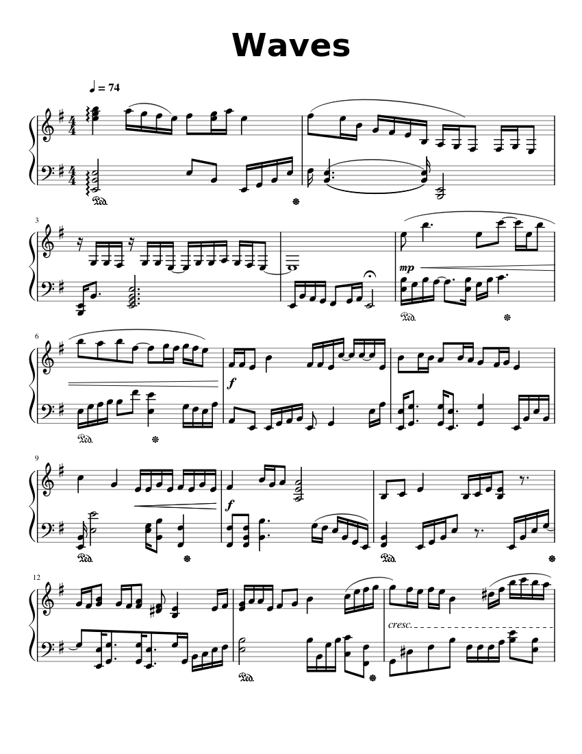 Waves Sheet music for Piano (Solo) | Musescore.com
