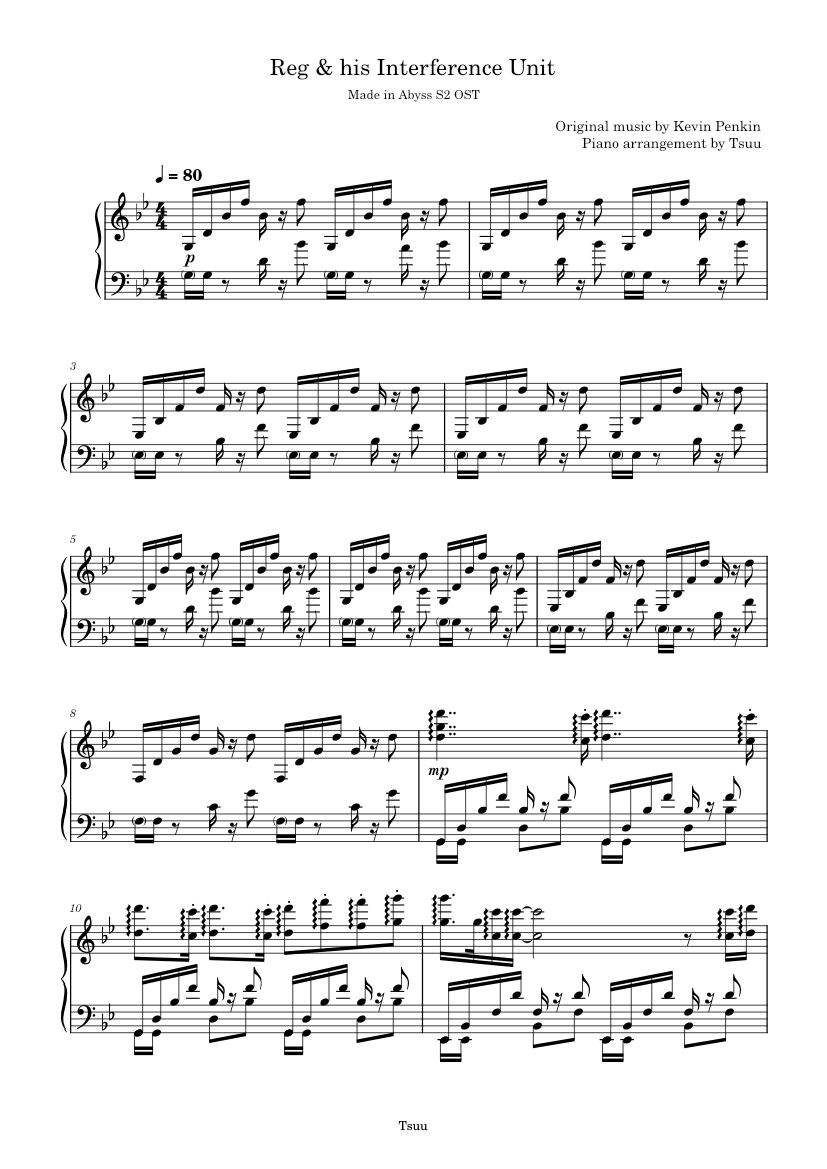 Reg & his Interference Unit (Made in Abyss S2 OST) - Kevin Penkin Sheet ...