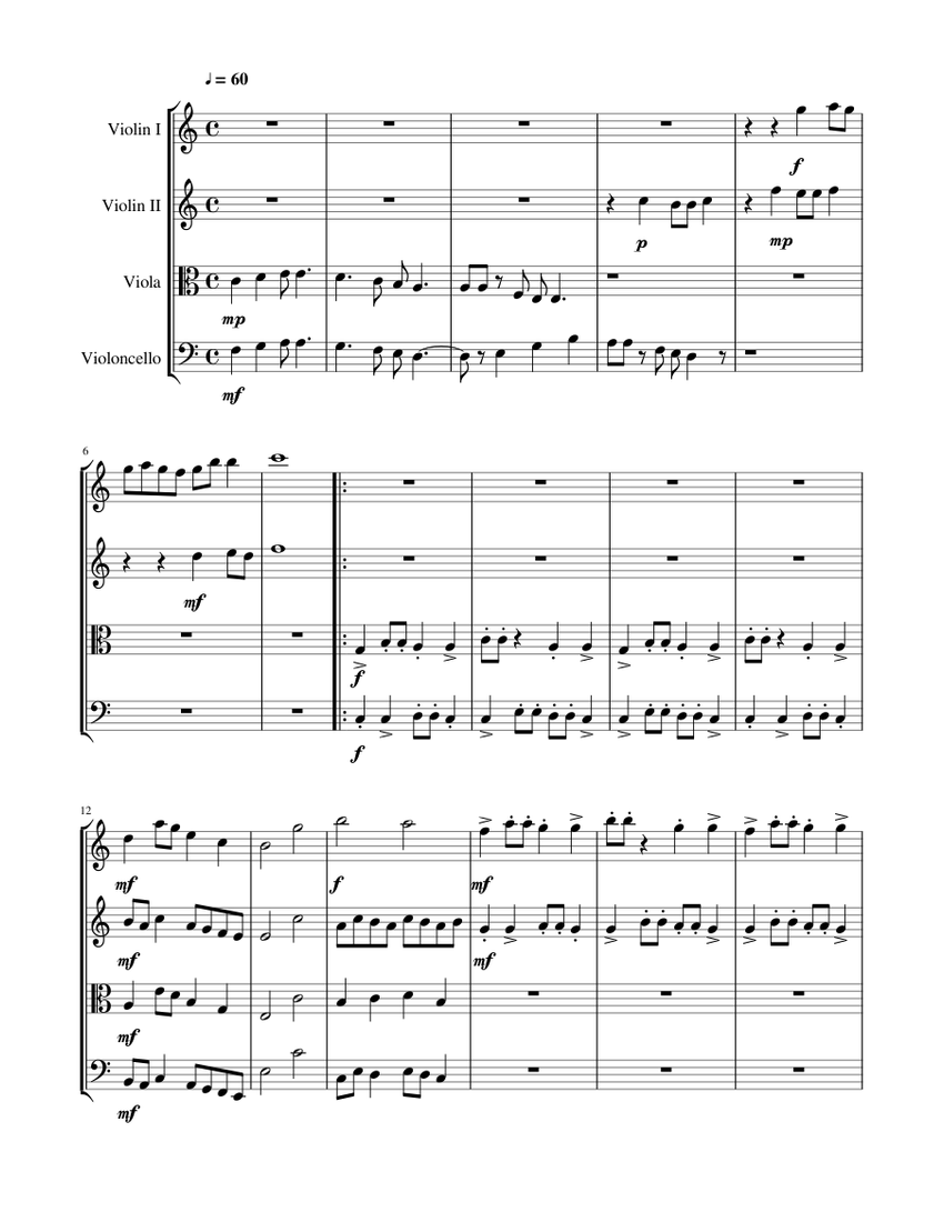 Strings Sheet music for Violin, Viola, Cello (String Quartet ...