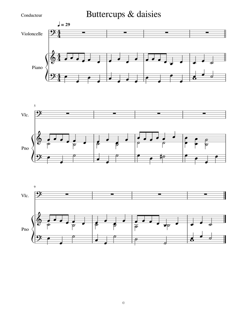 Buttercups and daisies Sheet music for Piano, Cello (Solo) | Musescore.com