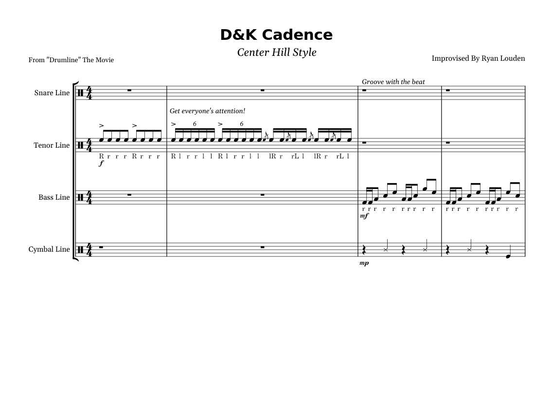 D&K Drumline Cadence "Center Hill Style" - From "Drumline" and ...
