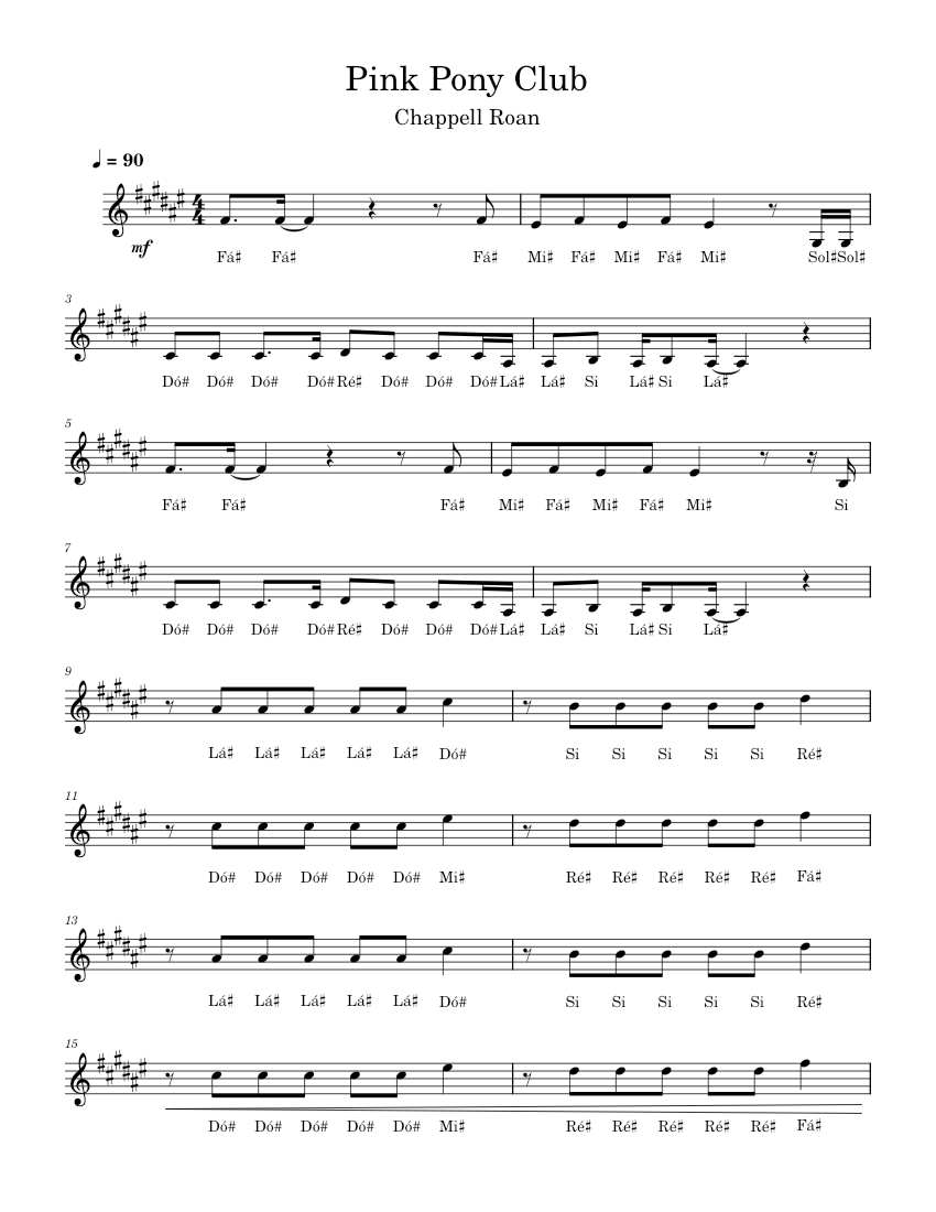 Pink Pony Club Chappell Roan Sheet Music for Piano (Solo) easy ...