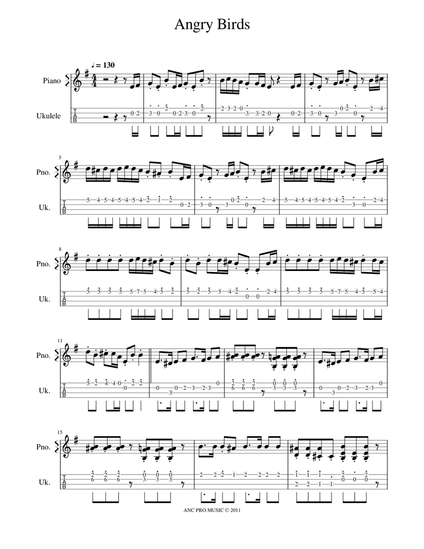 Angry_Birds_theme_for_piano Sheet music for Piano, Ukulele (Mixed Duet ...