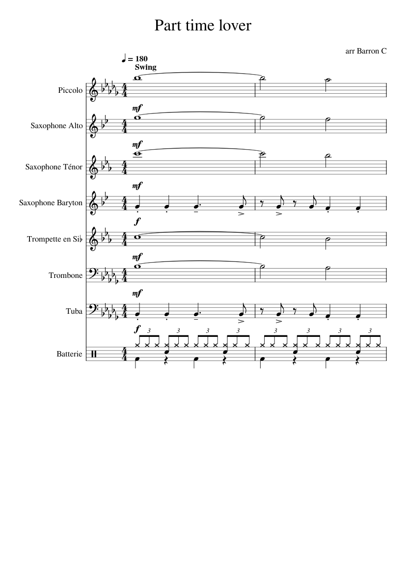 PART TIME LOVER – Stevie Wonder Part time lover Sheet music for ...