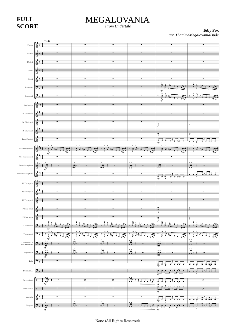 Megalovania – Toby Fox Sheet music for Trombone, Euphonium, Tuba, Flute piccolo & more ...