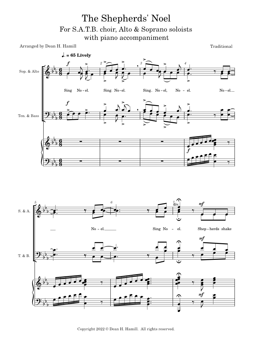 The Shepherds' Noel Sheet music for Piano, Soprano, Vocals (Choral ...