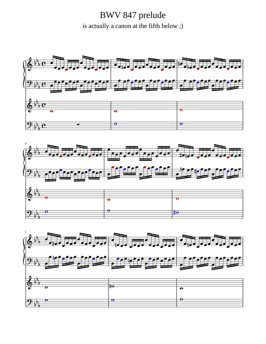 Bach's WTC I C minor prelude is actually a canon too ;) Sheet music for ...
