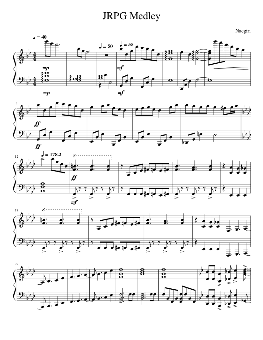 JRPG Medley Sheet music for Piano (Solo) | Musescore.com