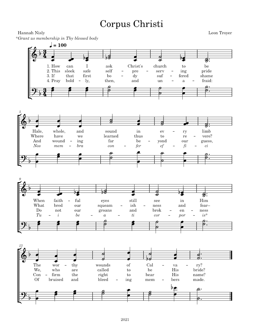 Corpus Christi Sheet music for Soprano, Bass voice (A Capella ...