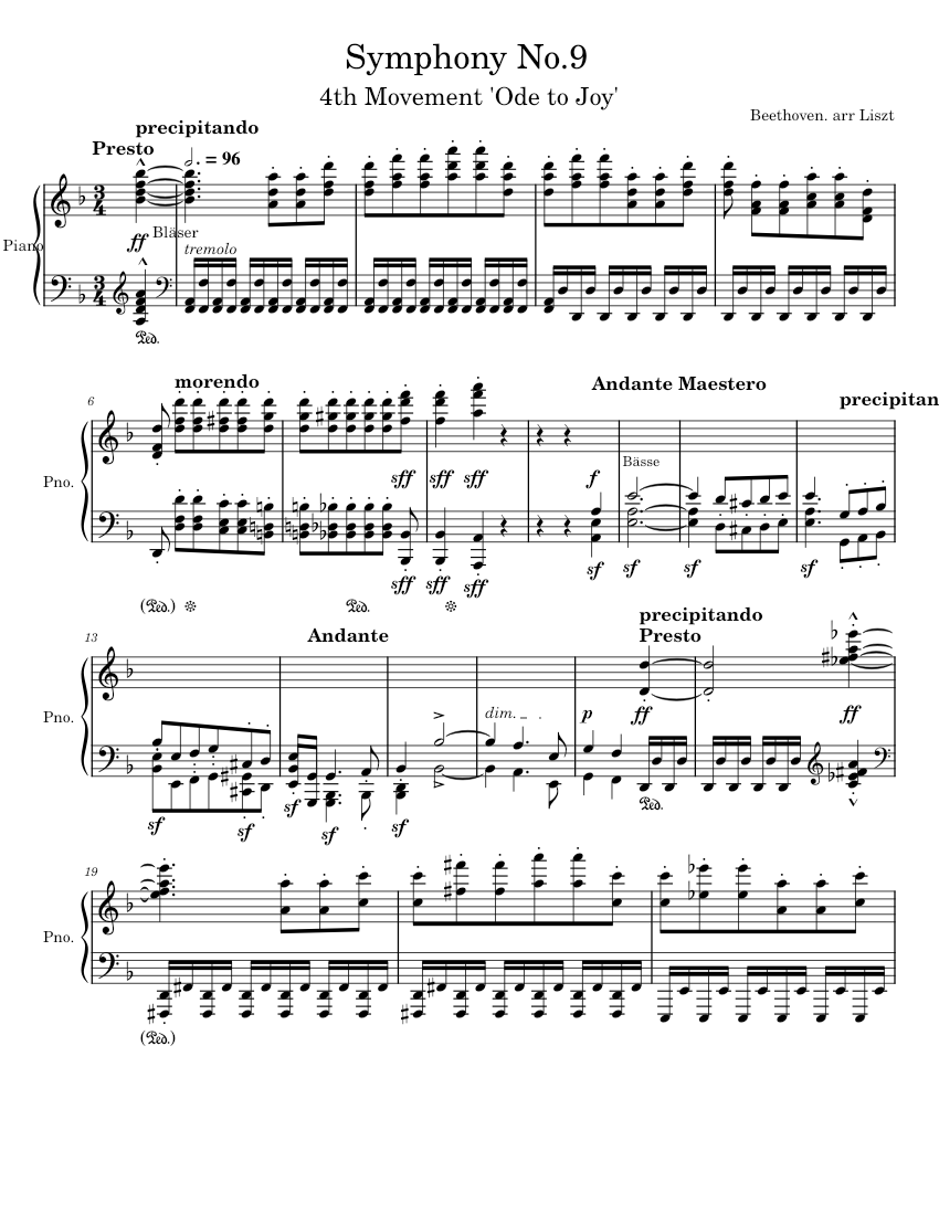 Symphony No.9, Op.125 – Ludwig van Beethoven Symphony No.9, Op.12 ode to joy but HARD Sheet ...