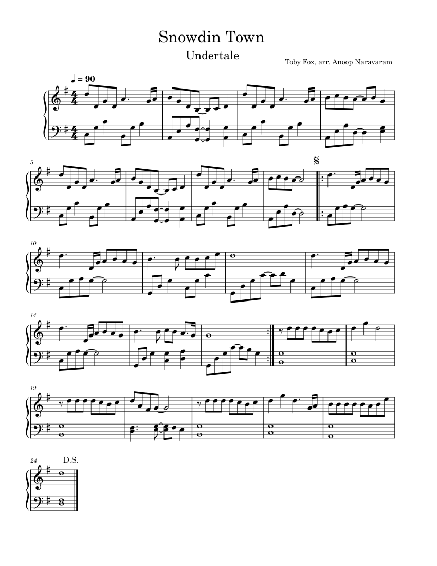 Snowdin Town – Toby Fox – Undertale – for harp Sheet music for Harp ...