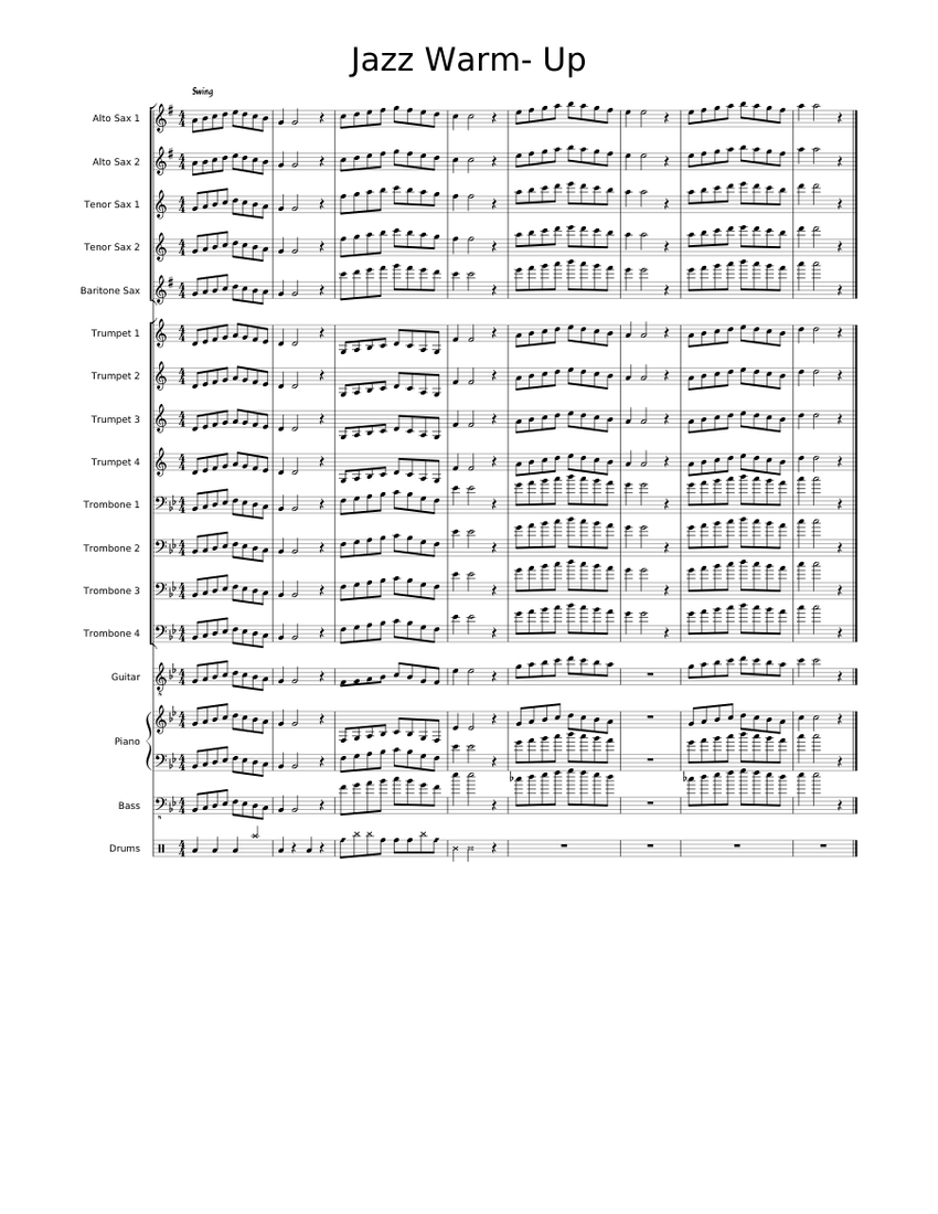 Jazz Warm- Up Sheet music for Piano, Trombone, Bass, Trumpet, Guitar ...