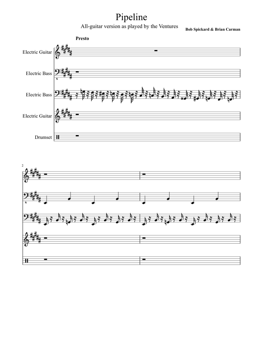 Pipeline / Bob Spickard + Brian Carman Sheet music for Guitar, Bass ...