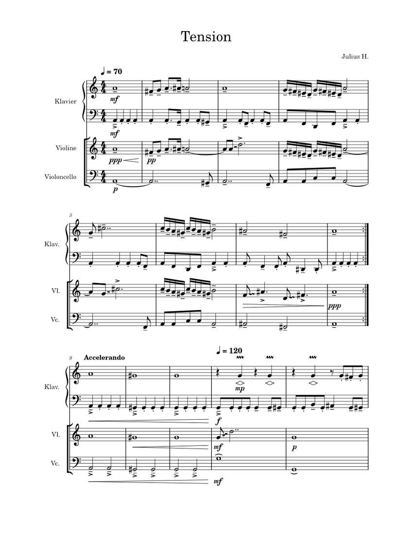 Tension Sheet music for Piano, Violin, Cello (Piano Trio) | Musescore.com