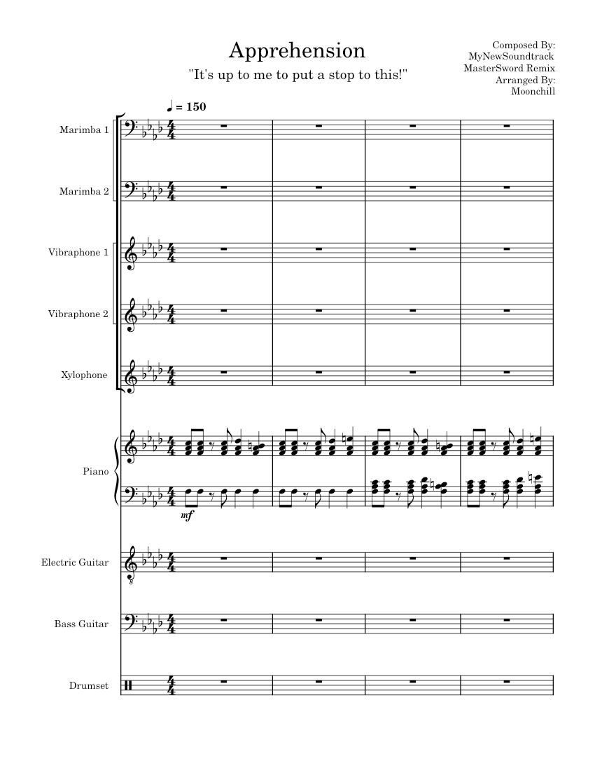 Apprehension- Undertale Yellow – MasterSwordRemix Apprehension Sheet ...