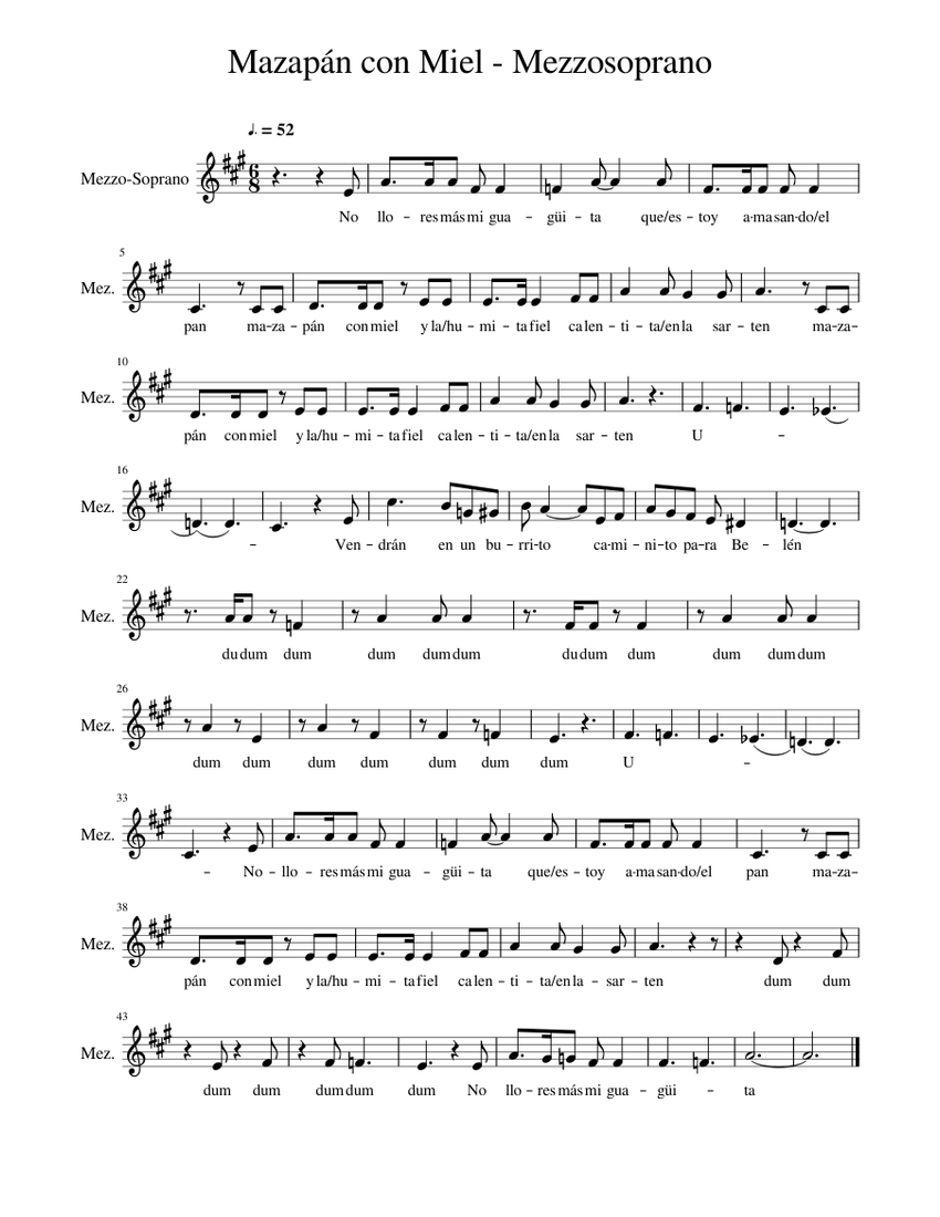 Mazapán con Miel - MezzoSoprano Sheet music for Piano, Claves (Mixed ...
