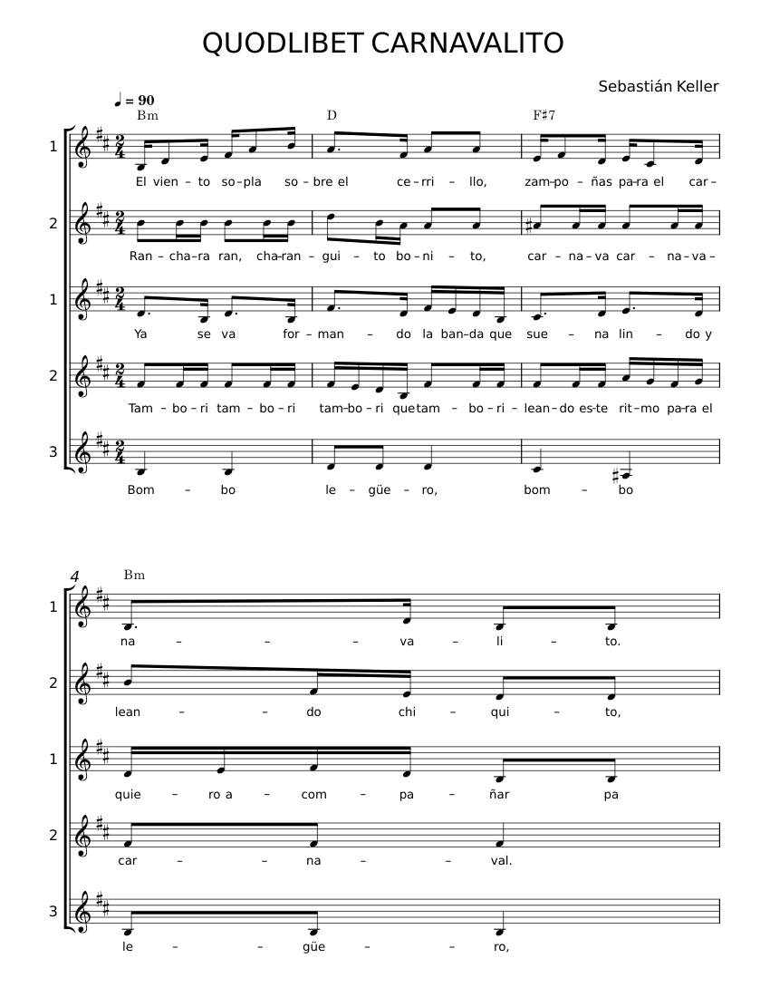 QUODLIBET CARNAVALITO Sheet music for Synthesizer (Mixed Quintet ...