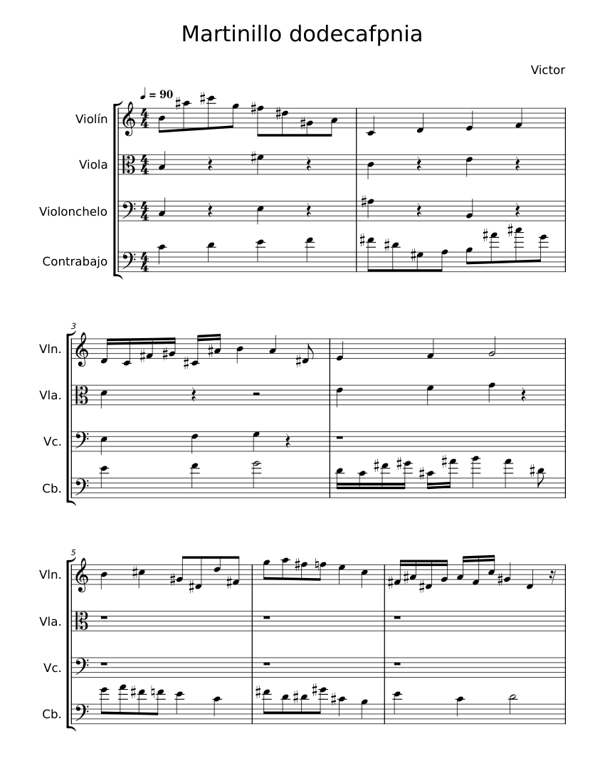 Martinillo dodecafpnia - Victor Heredia Sheet music for Violin, Viola ...