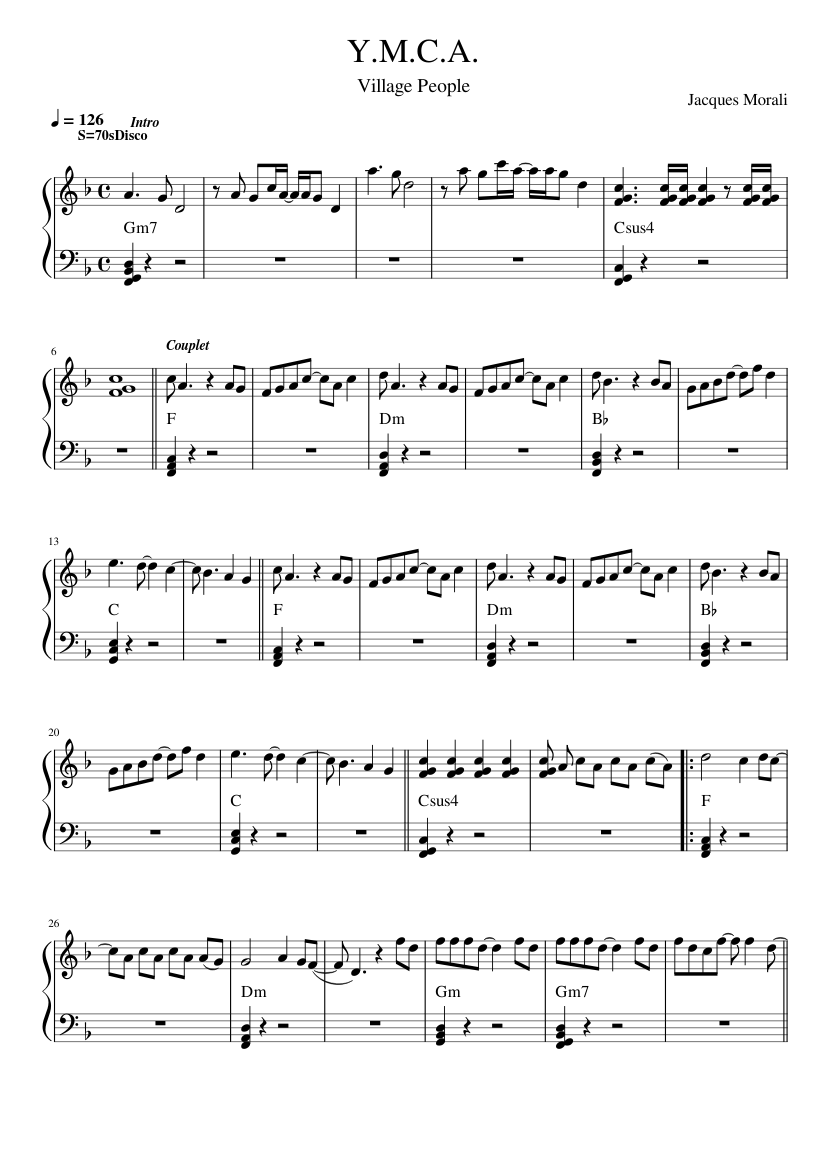 Y.M.C.A. – Village People Y.M.C.A Sheet music for Piano (Solo) Easy ...