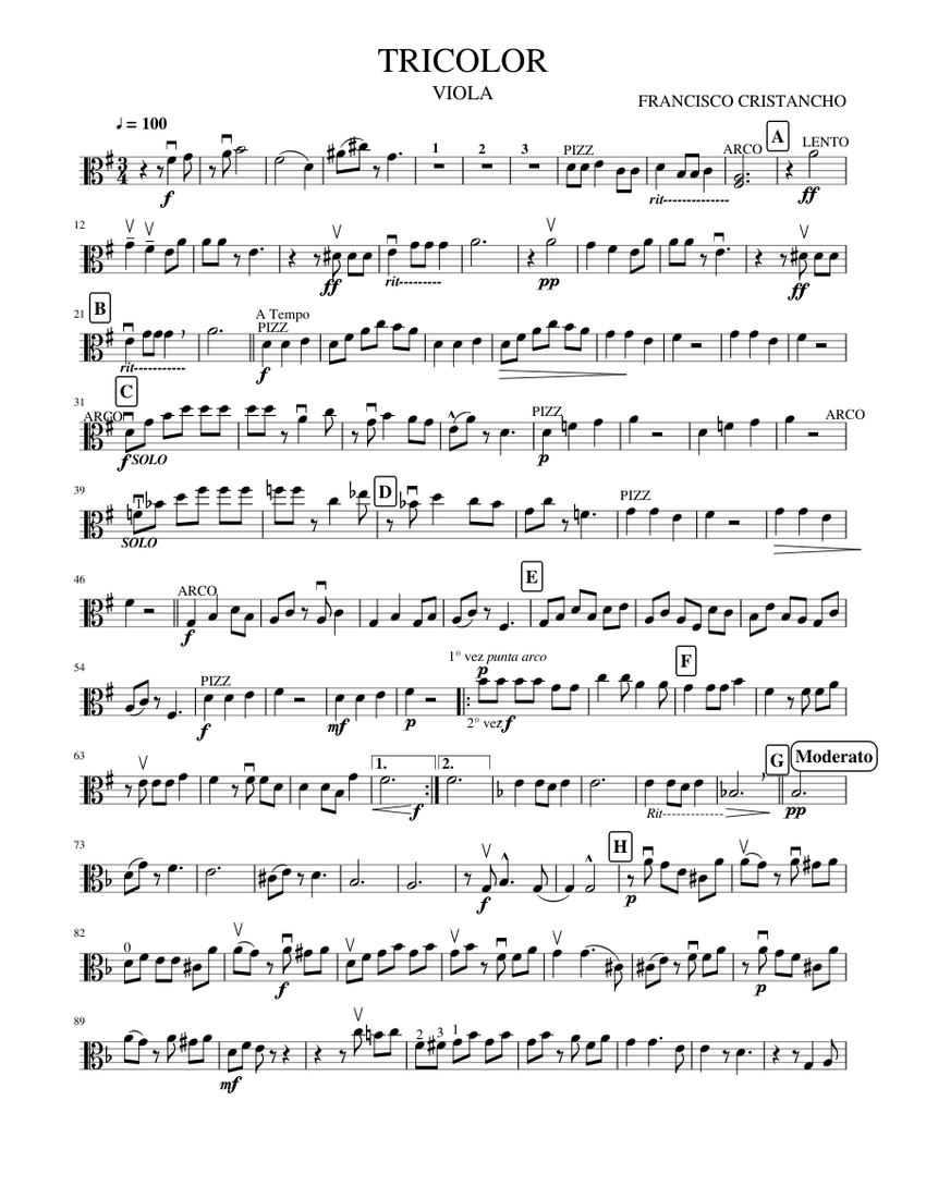 TRICOLOR Sheet music for Viola (Solo) | Musescore.com