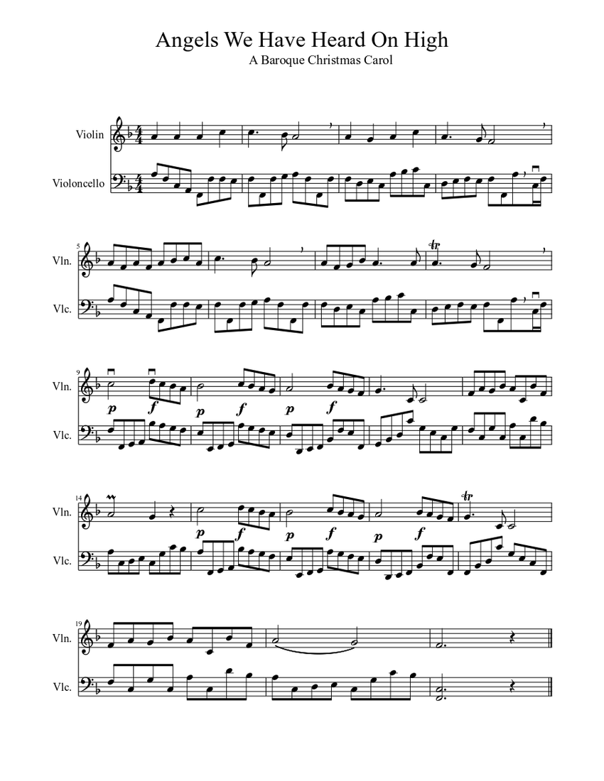 Angels We Have Heard On High Sheet music for Violin (Solo) | Musescore.com