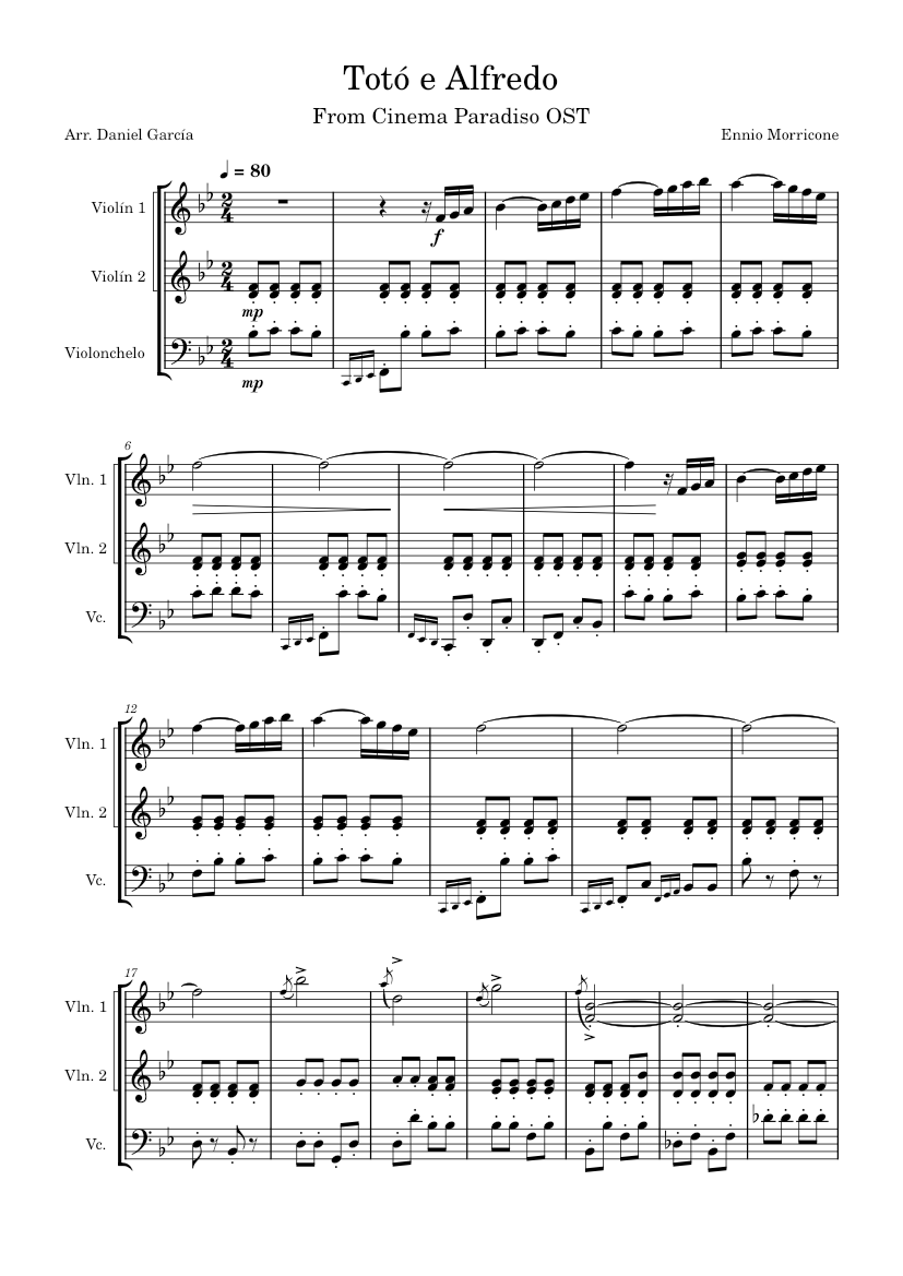 Toto e Alfredo – Ennio Morricone Totó e Alfredo string trio Sheet music ...