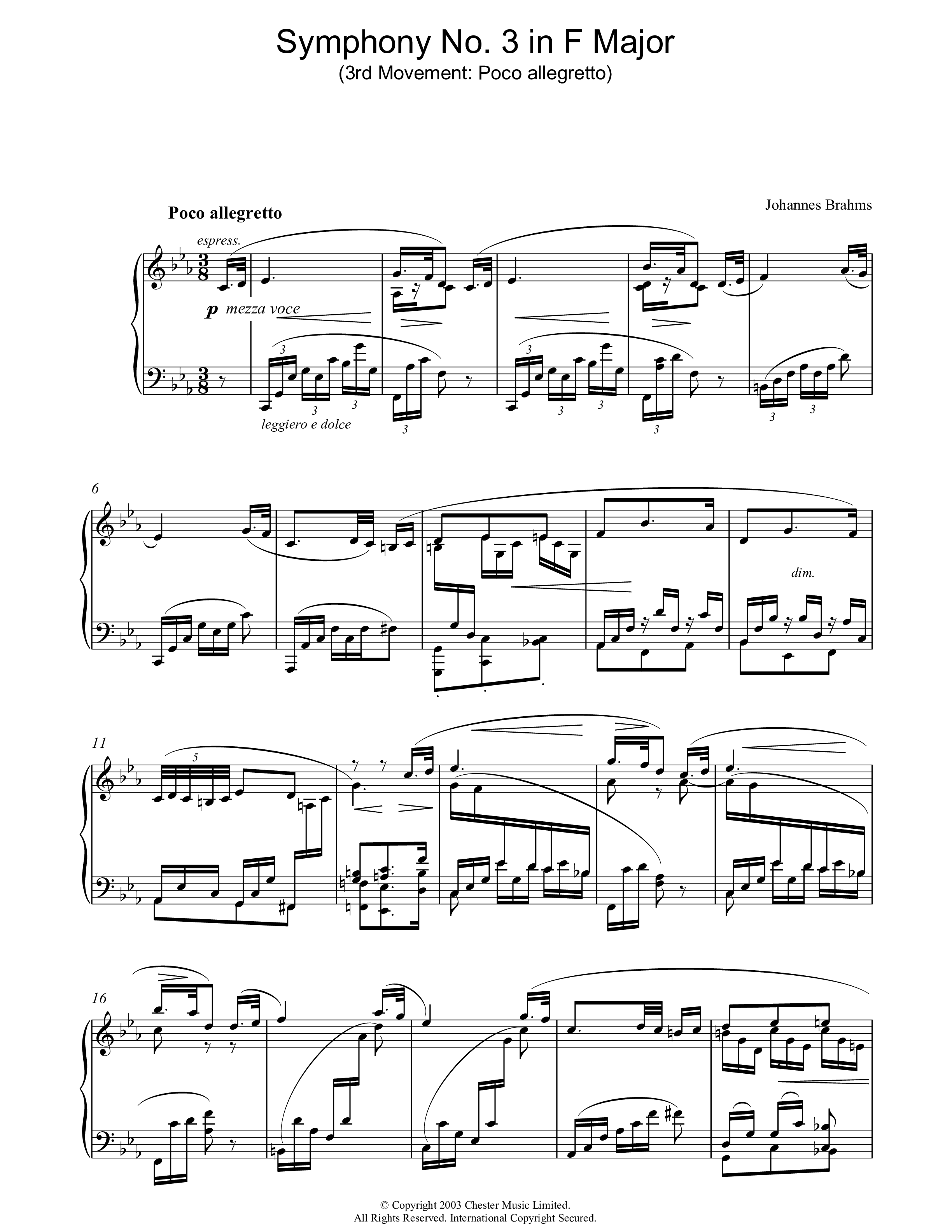 Play Official version of Symphony No. 3 in F Major (3rd movement: Poco allegretto) sheet music ...