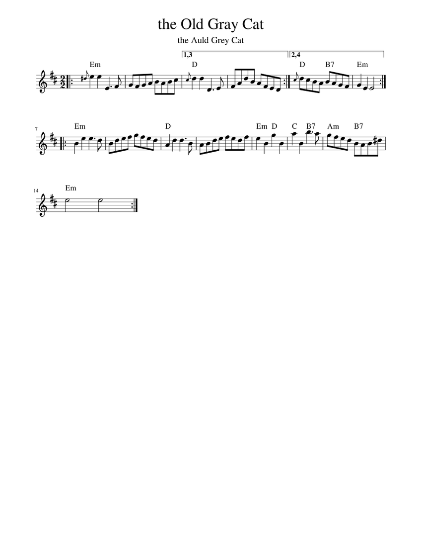 the Old Gray Cat Sheet music for Piano (Solo) Easy | Musescore.com