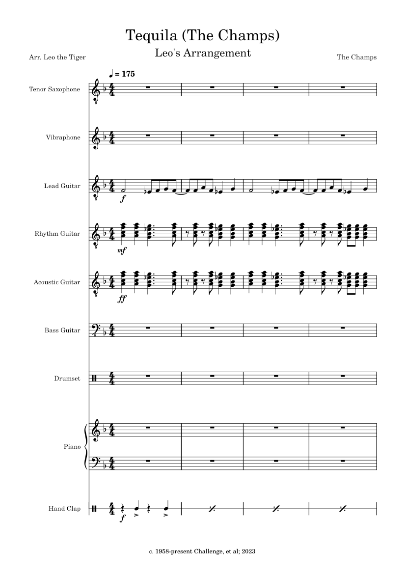 Arrangement: Tequila (The Champs) Sheet music for Piano, Saxophone ...
