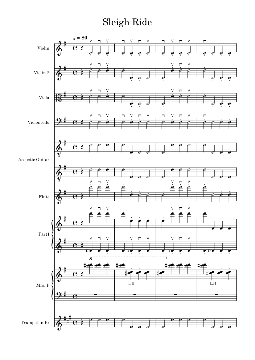 Sleigh Ride orchestra Sheet Music for Piano, Flute, Violin, Viola ...