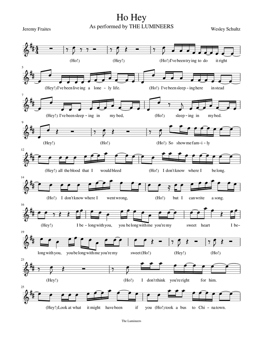 Ho Hey Sheet music for Clarinet (In B Flat) (Solo) | Download and print ...