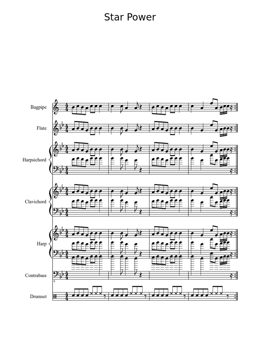 Star Power Sheet music for Harpsichord, Flute, Harp, Woodwinds (other ...