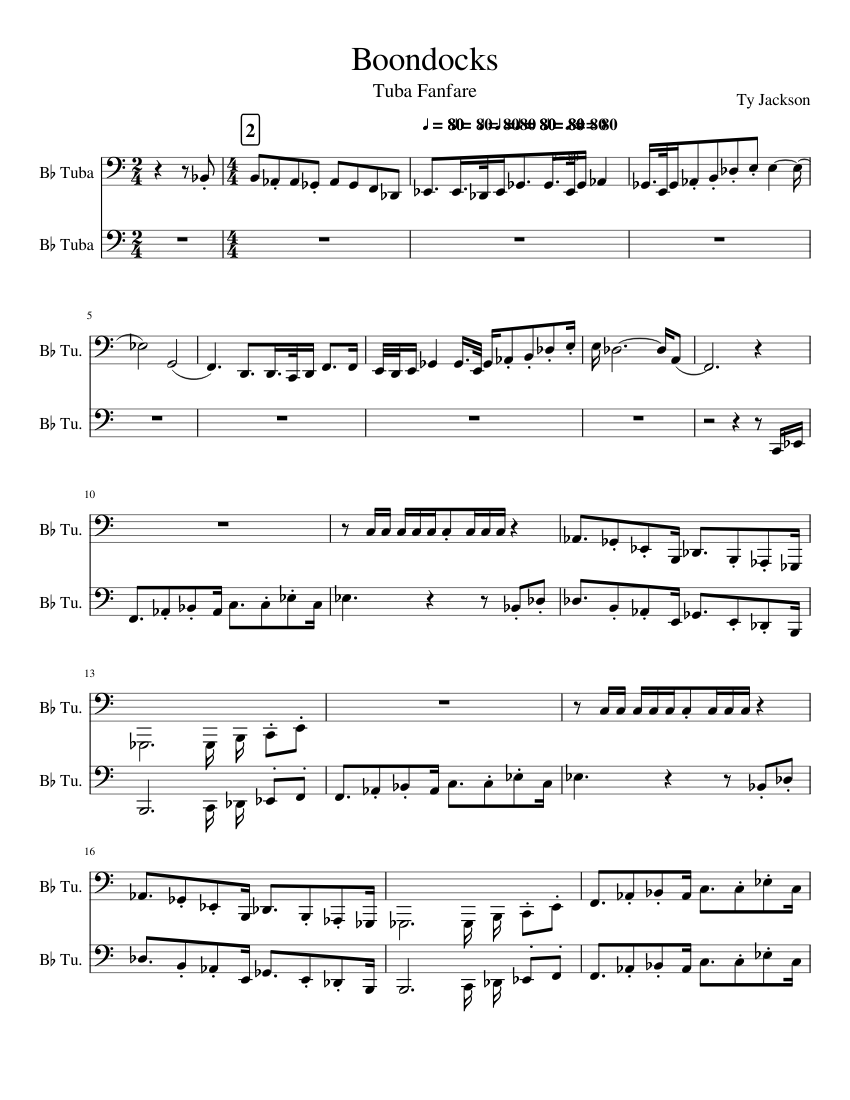 Tuba Boondocks Sheet music for Tuba (Brass Duet) | Musescore.com
