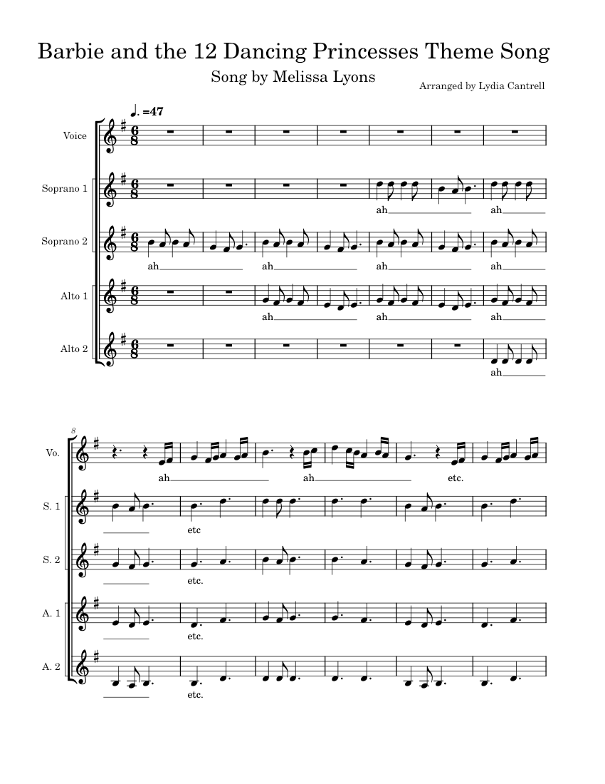 12 Dancing Princesses Theme Song – Melissa Lyon Sheet music for Soprano ...