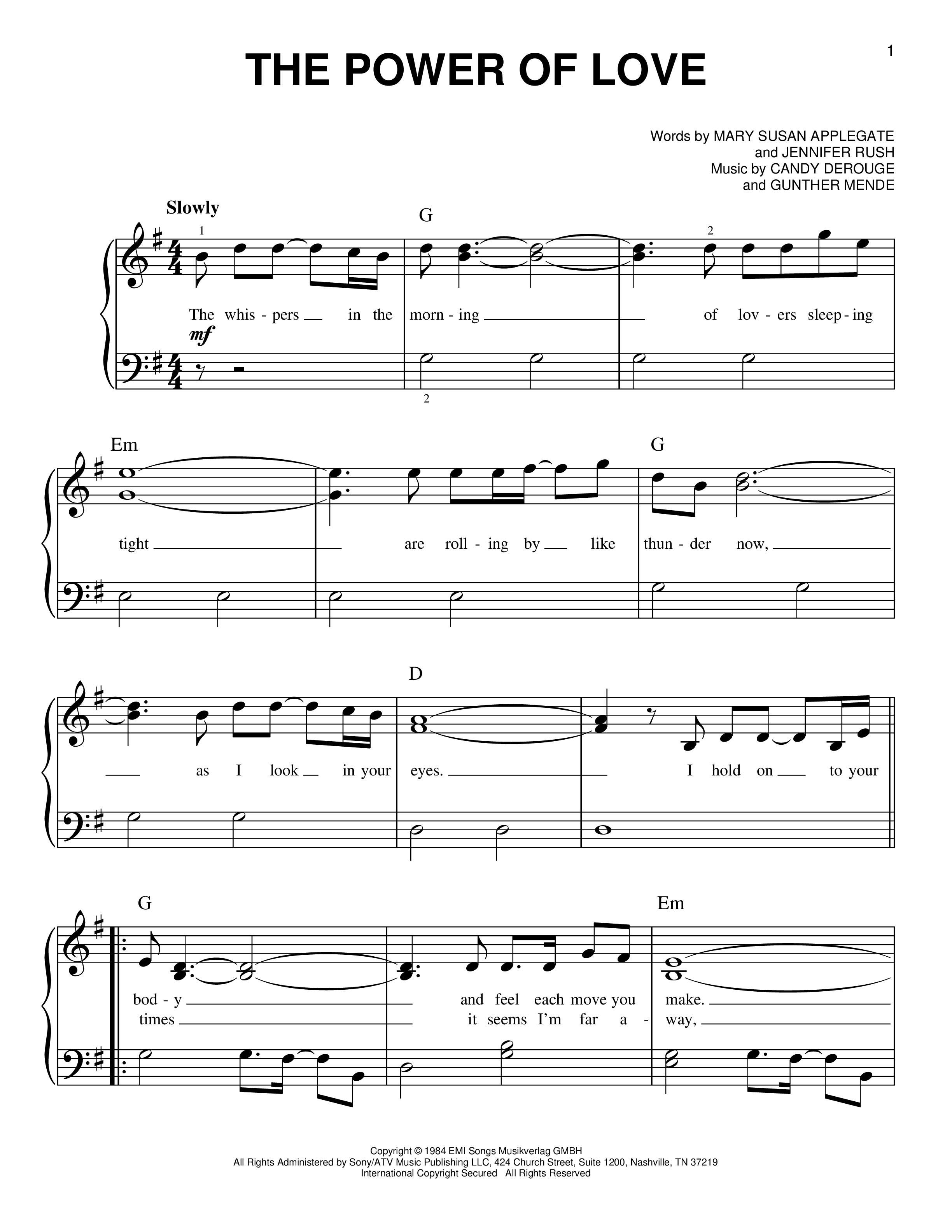Play Official version of The power of love sheet music by Celine Dion ...