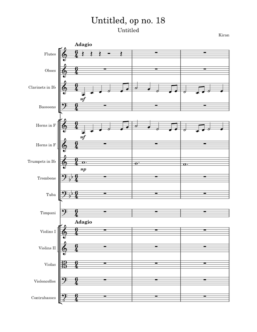 Partitur uten navn Sheet music for Trombone, Tuba, Flute, Oboe & more instruments (Mixed ...