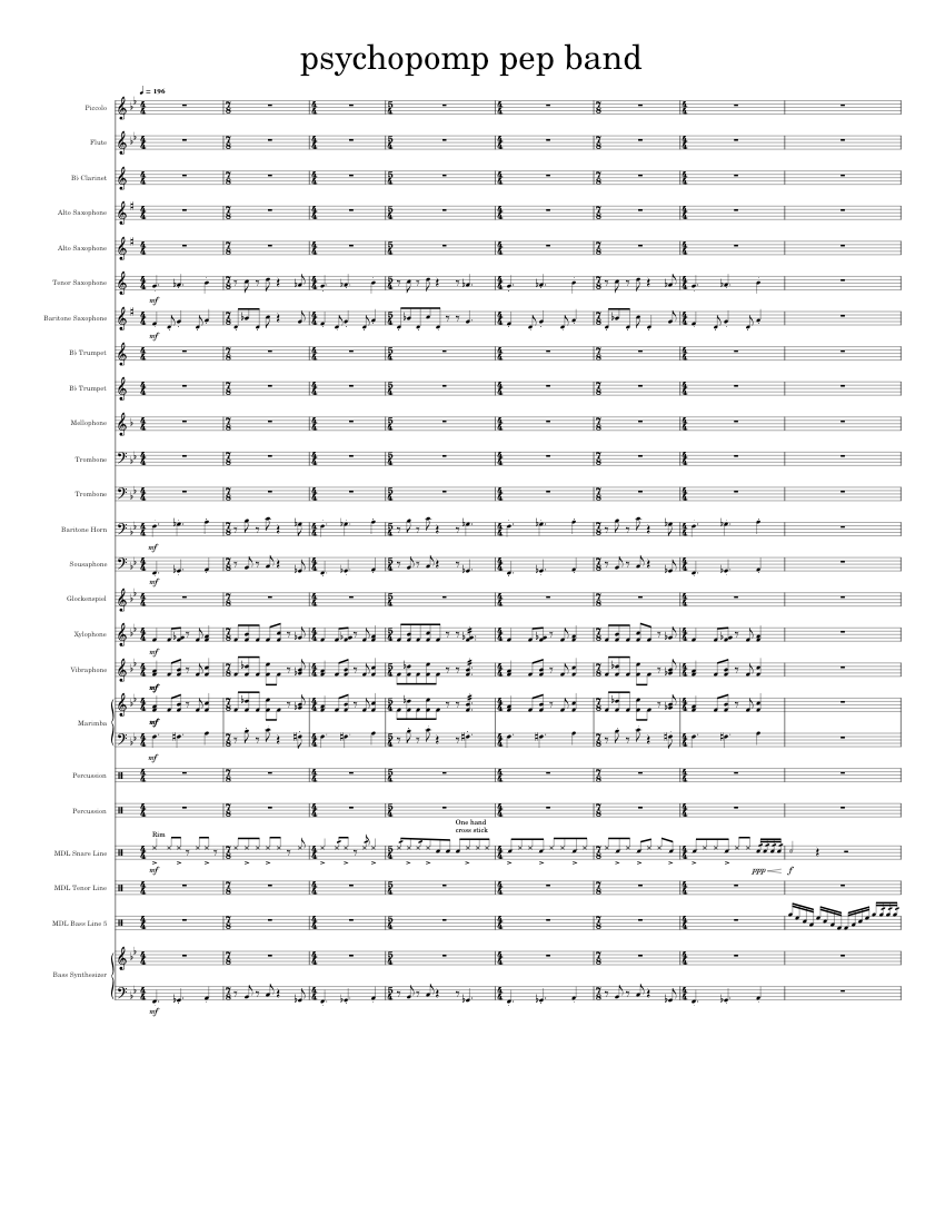 Psychopomp full band Sheet music for Trombone, Mellophone, Flute ...