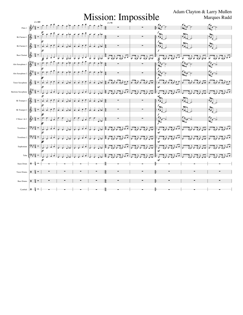 Mission: Impossible Sheet Music for Trombone, Euphonium, Tuba, Flute ...