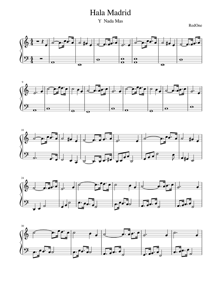 Hala Madrid Sheet music for Piano (Solo) Easy | Musescore.com