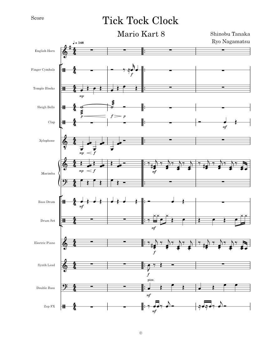 Tick Tock Clock (Mario Kart 8) - Transcribed Score Sheet music for ...