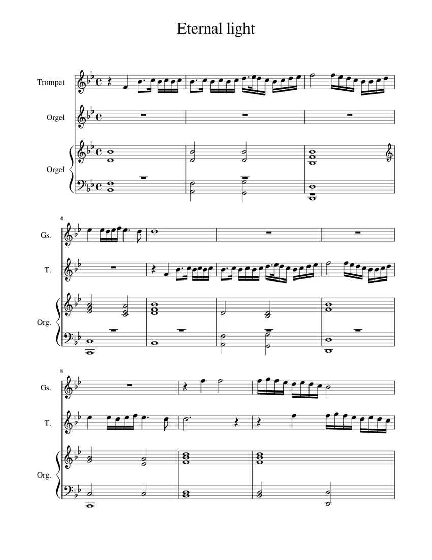 Eternal light Sheet music for Tenor, Organ, Child (Mixed Trio ...