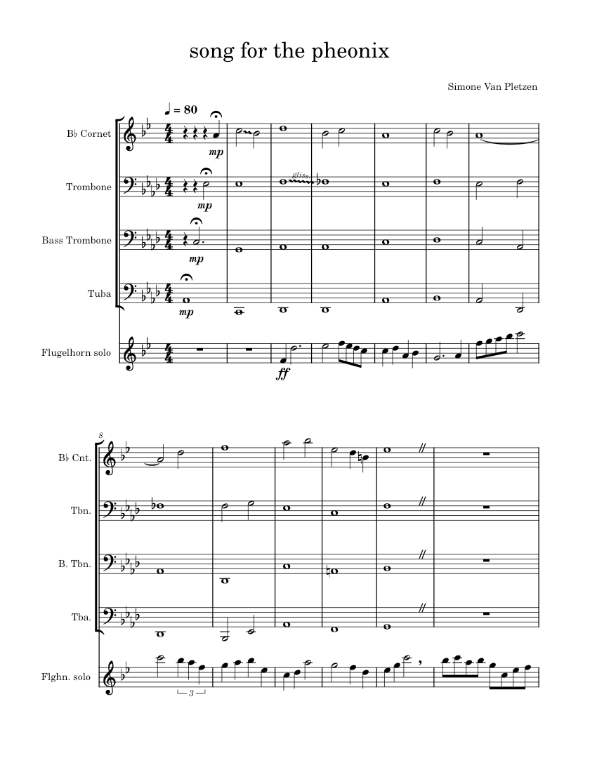 song for the pheonix Sheet music for Trombone, Cornet, Tuba, Trombone ...