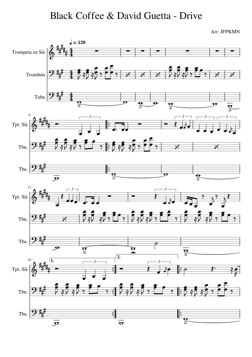 Black Coffee & David Guetta - Drive (Trumpet, Trombone & Tuba Trio ...