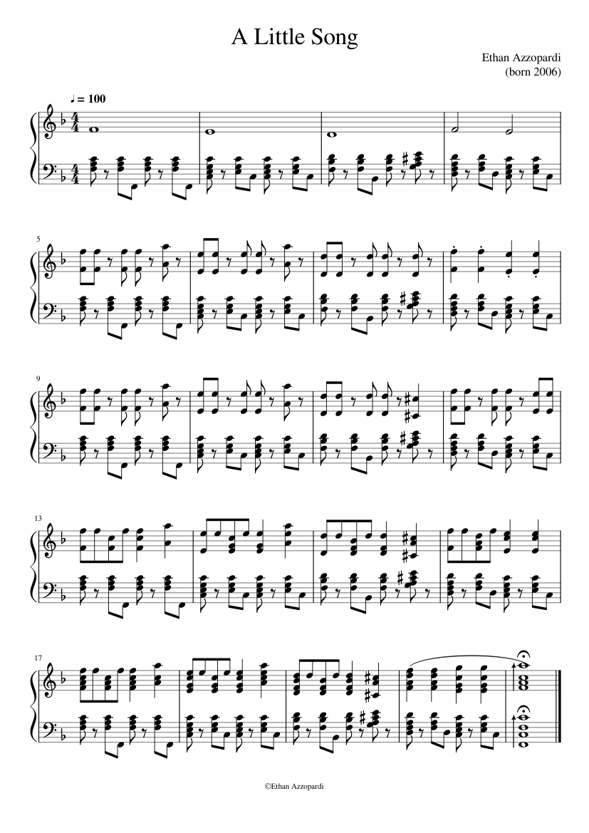 A Little Song Sheet music for Piano (Solo) | Musescore.com