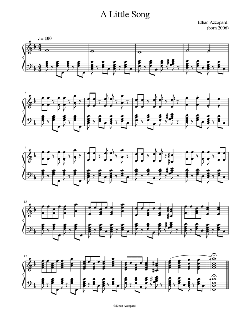 A Little Song Sheet music for Piano (Solo) | Musescore.com