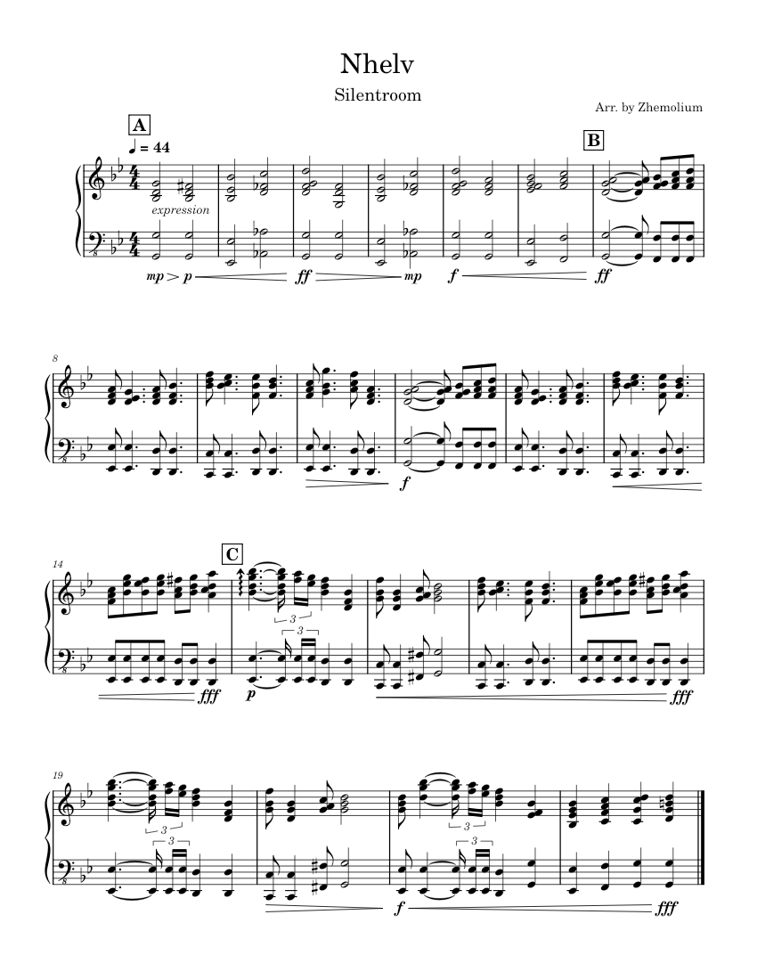Nhelv – Silentroom Sheet Music for Piano (Solo) | MuseScore.com