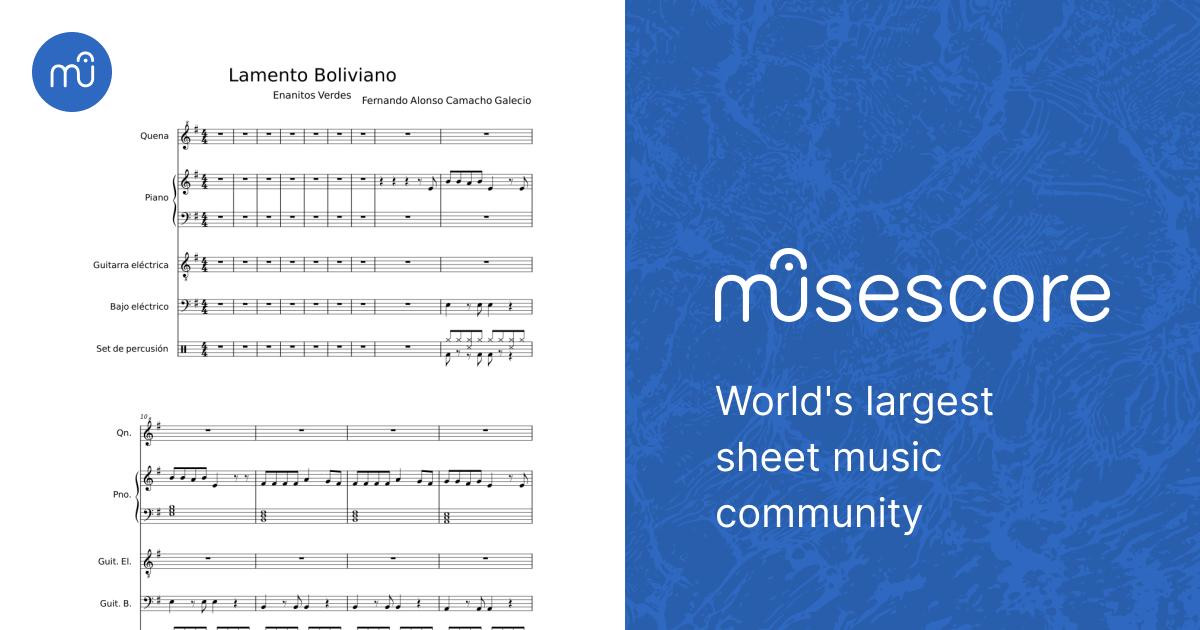 Lamento Boliviano - Enanitos Verdes Sheet music for Piano, Saxophone baritone, Guitar, Bass ...