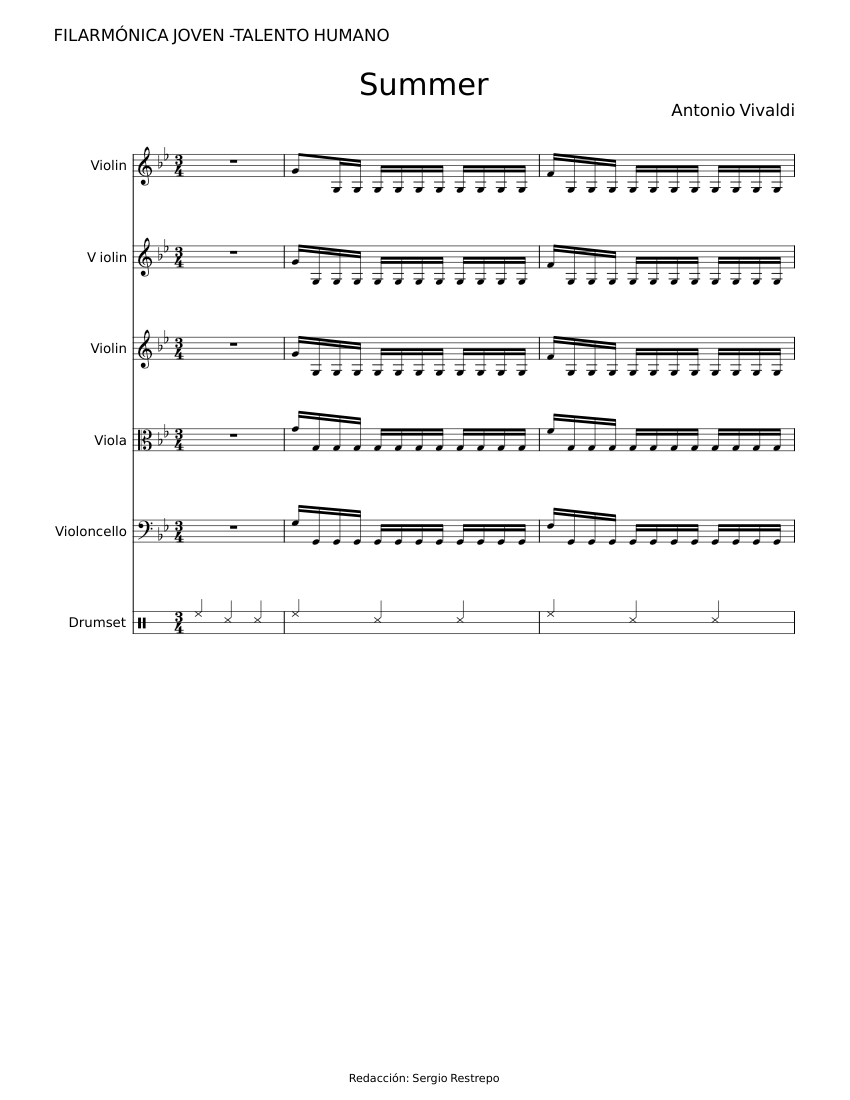 Estate / Summer - Antonio Vivaldi Sheet music for Violin, Viola, Cello ...