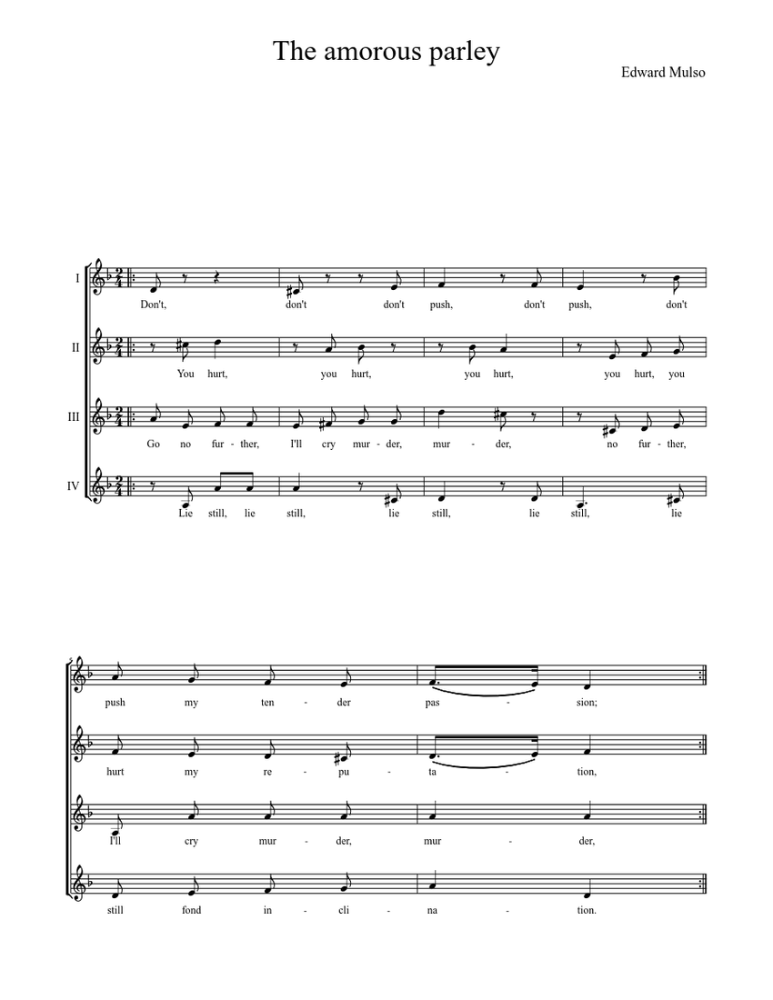 The amorous parley Sheet music for Soprano, Alto, Tenor, Bass voice ...